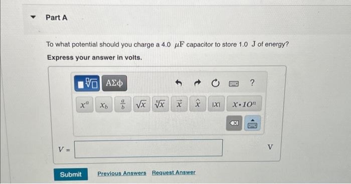 Solved To what potential should you charge a 4.0μF capacitor | Chegg.com