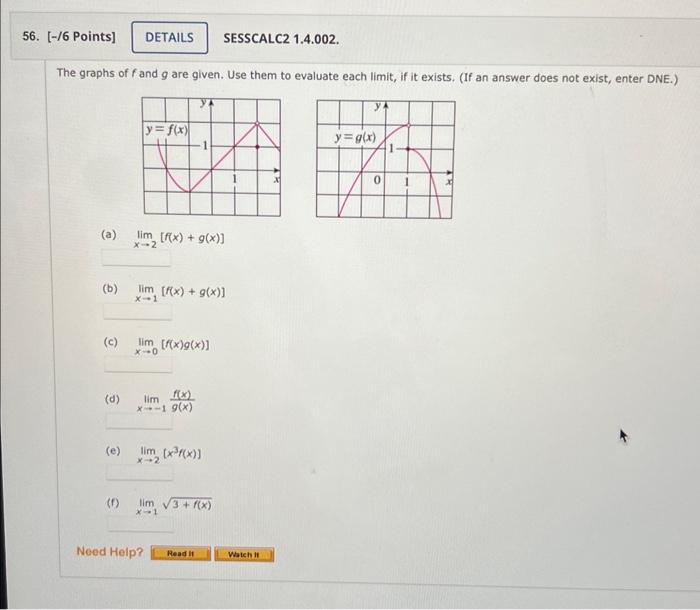 Solved he graphs of f and g are given. Use them to evaluate | Chegg.com