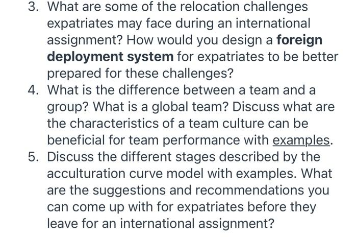 Solved 3. What are some of the relocation challenges | Chegg.com