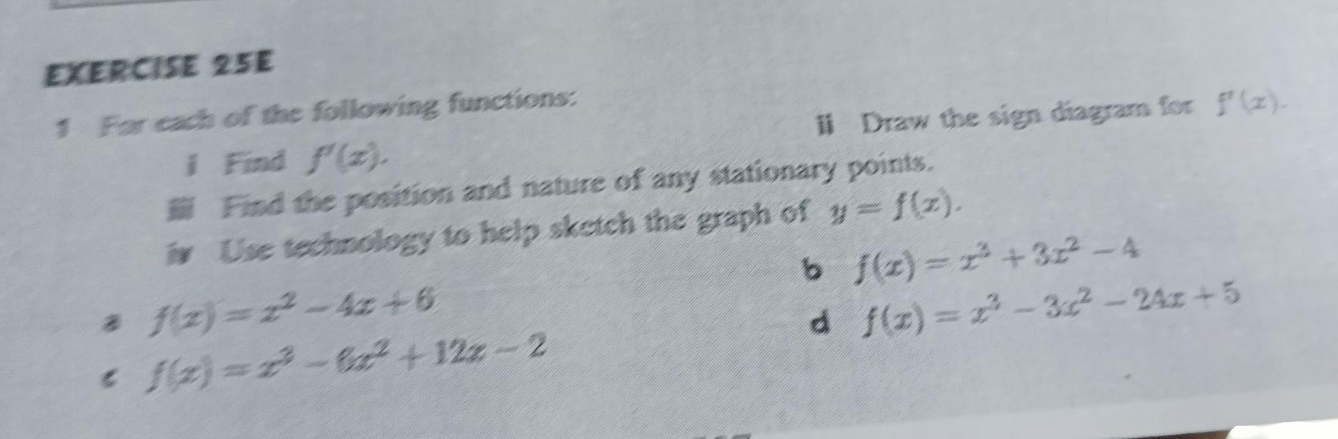 Solved EXERCISE 25E 1 Far cach of the following functions: 1 | Chegg.com