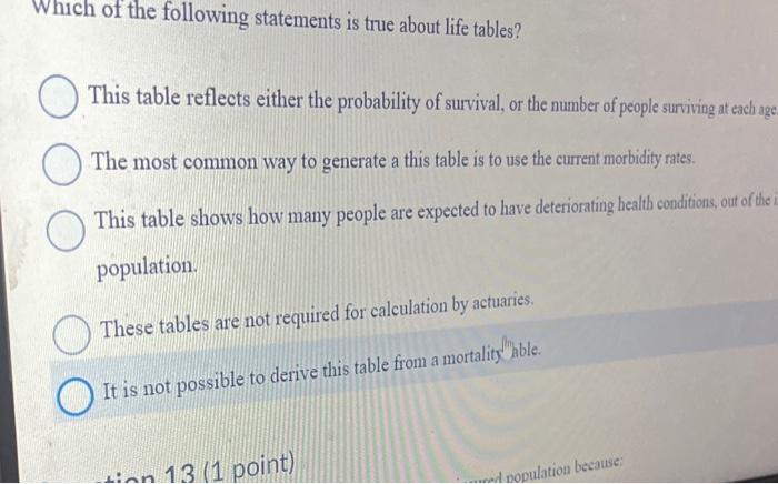 Solved Which of the following statements is true about life | Chegg.com