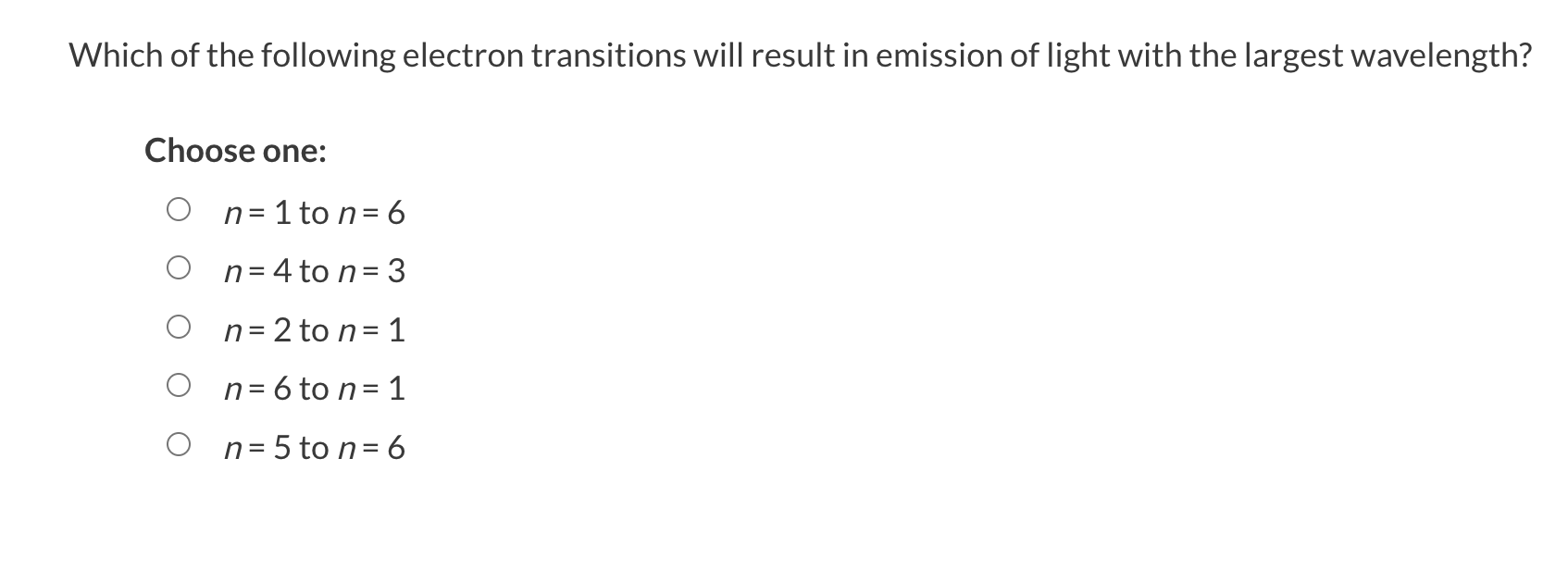 Which of the following electron transitions will | Chegg.com