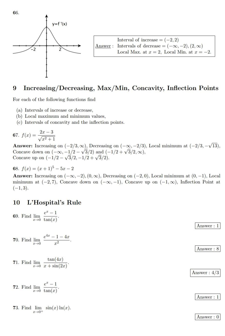 Solved 8 Intervals of Increase/Decrease, Local Maxima/Minima | Chegg.com