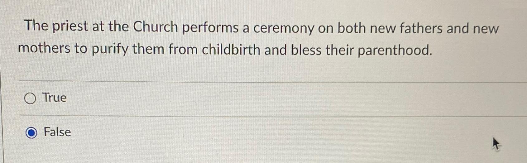 Solved The priest at the Church performs a ceremony on both | Chegg.com