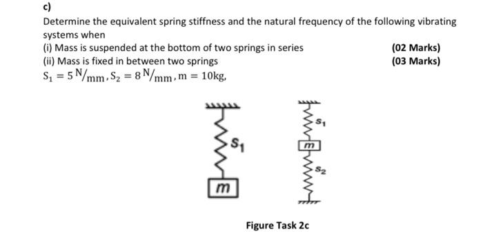 Solved c) Determine the equivalent spring stiffness and the | Chegg.com