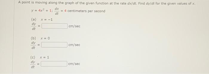 Solved A point is moving along the graph of the given | Chegg.com