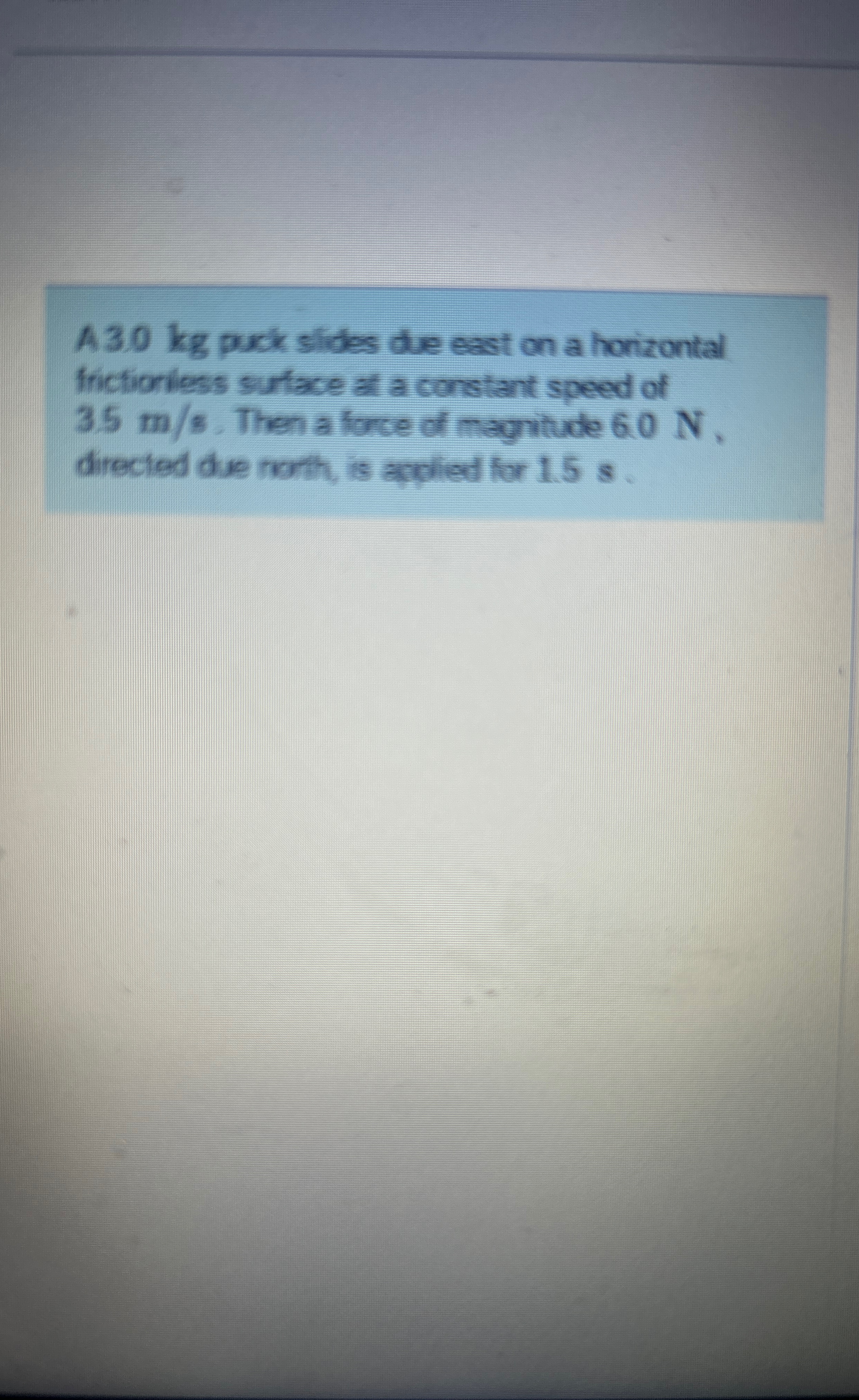 Solved A 30 ﻿kg puck slides due east on a horizontal | Chegg.com