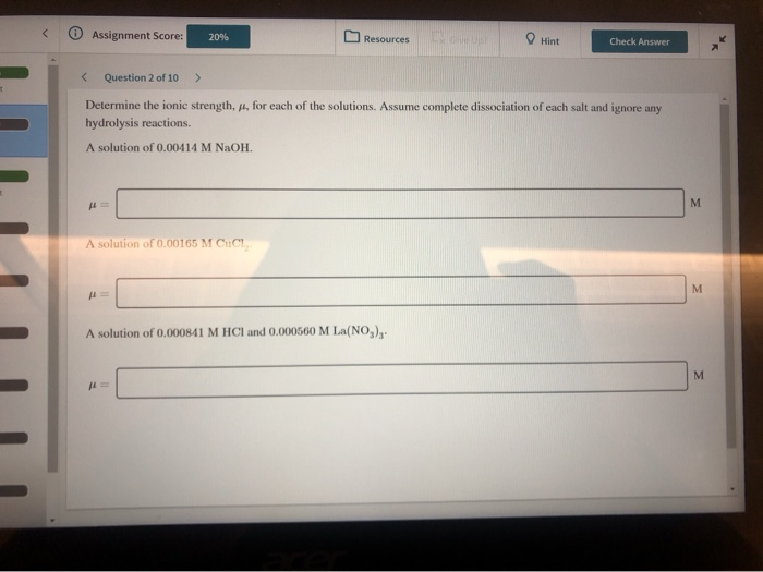 Solved Assignment Score: 20% Resources Hint Check Answer