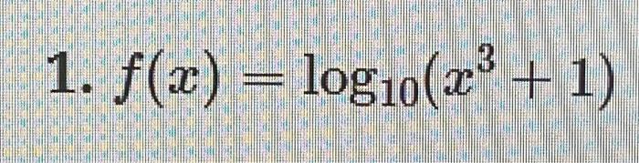 Solved 1. f(x)=log10(x3+1) | Chegg.com