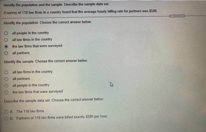 Solved Identify the population and the sample. Describe the | Chegg.com
