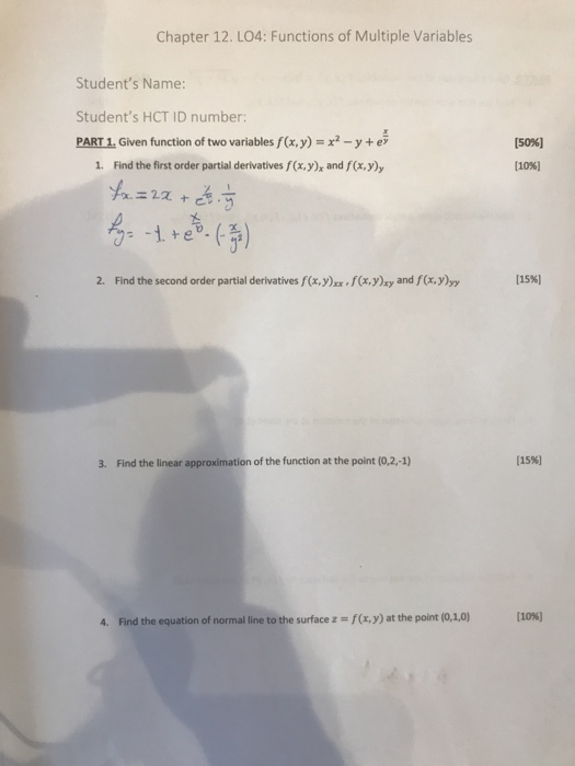 Solved Chapter 12. LO4: Functions of Multiple Variables | Chegg.com