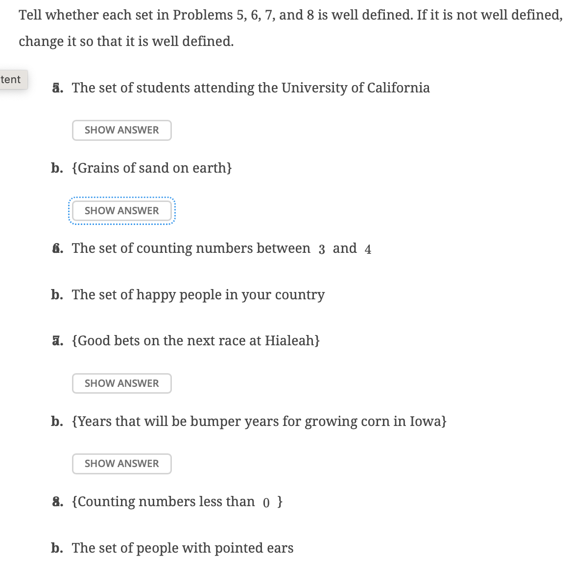 Solved Tell whether each set in Problems 5, 6, 7, ﻿and 8 ﻿is | Chegg.com