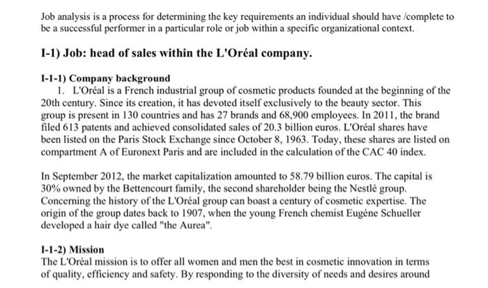 Solved This project entails a comprehensive job analysis. | Chegg.com