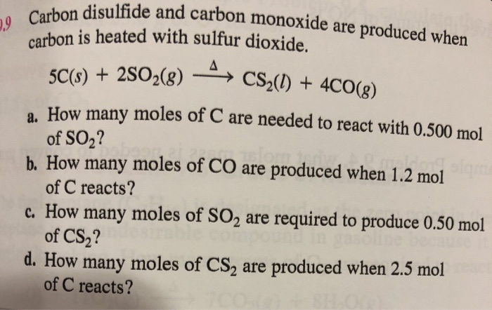 Solved 79 Carbon disulfide disulfide and carbon monoxide are | Chegg.com
