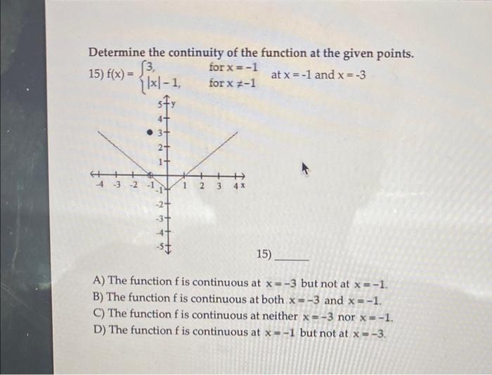 Solved Determine the continuity of the function at the given | Chegg.com