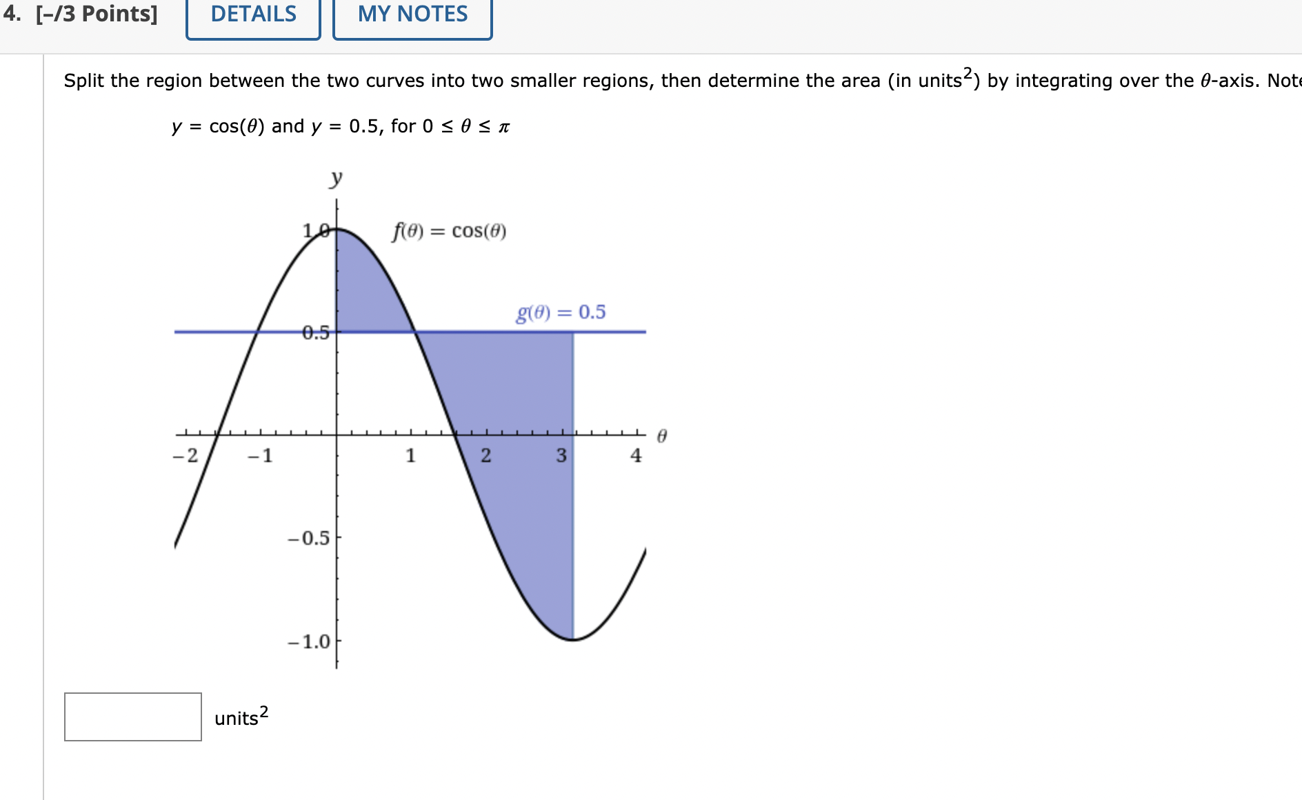 Solved Split the region between the two curves into two | Chegg.com