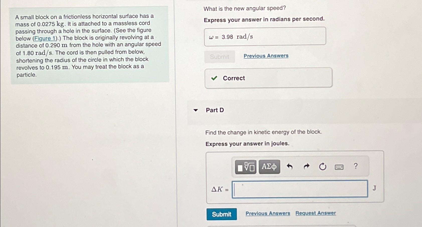 Solved A small block on a frictionless horizontal surface | Chegg.com