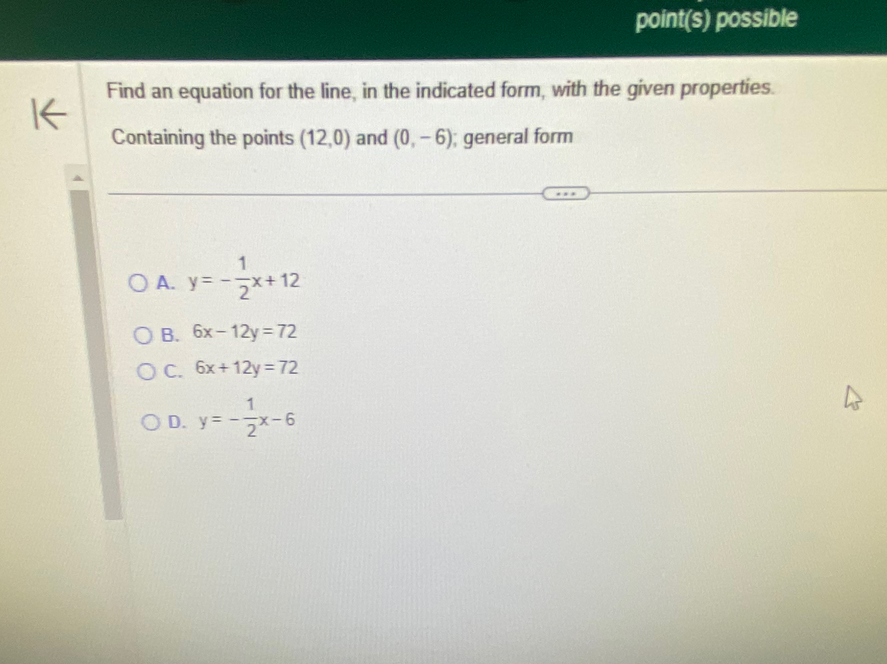 Solved point(s) ﻿possibleFind an equation for the line, in | Chegg.com