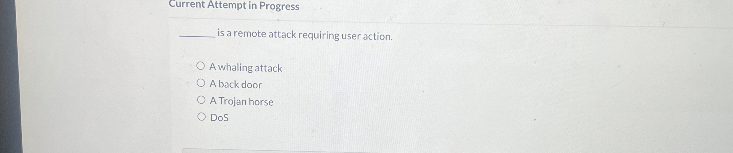 Solved Current Attempt in Progressis a remote attack | Chegg.com