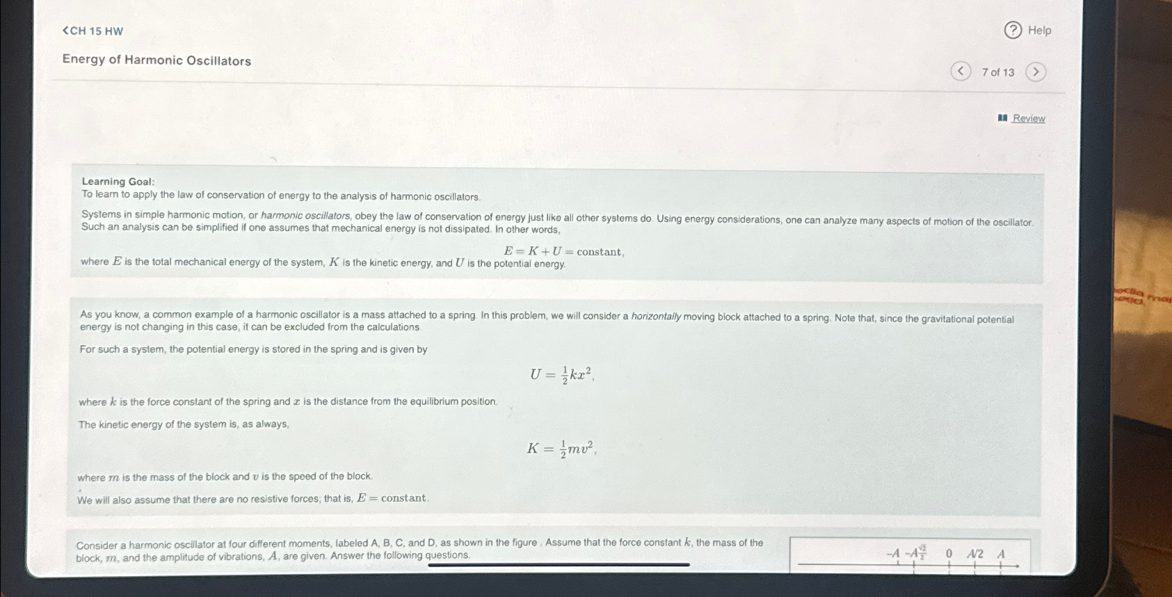 Solved E=K+U= ﻿constant | Chegg.com