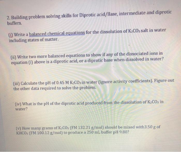 Solved 2. Building problem solving skills for Diprotic | Chegg.com