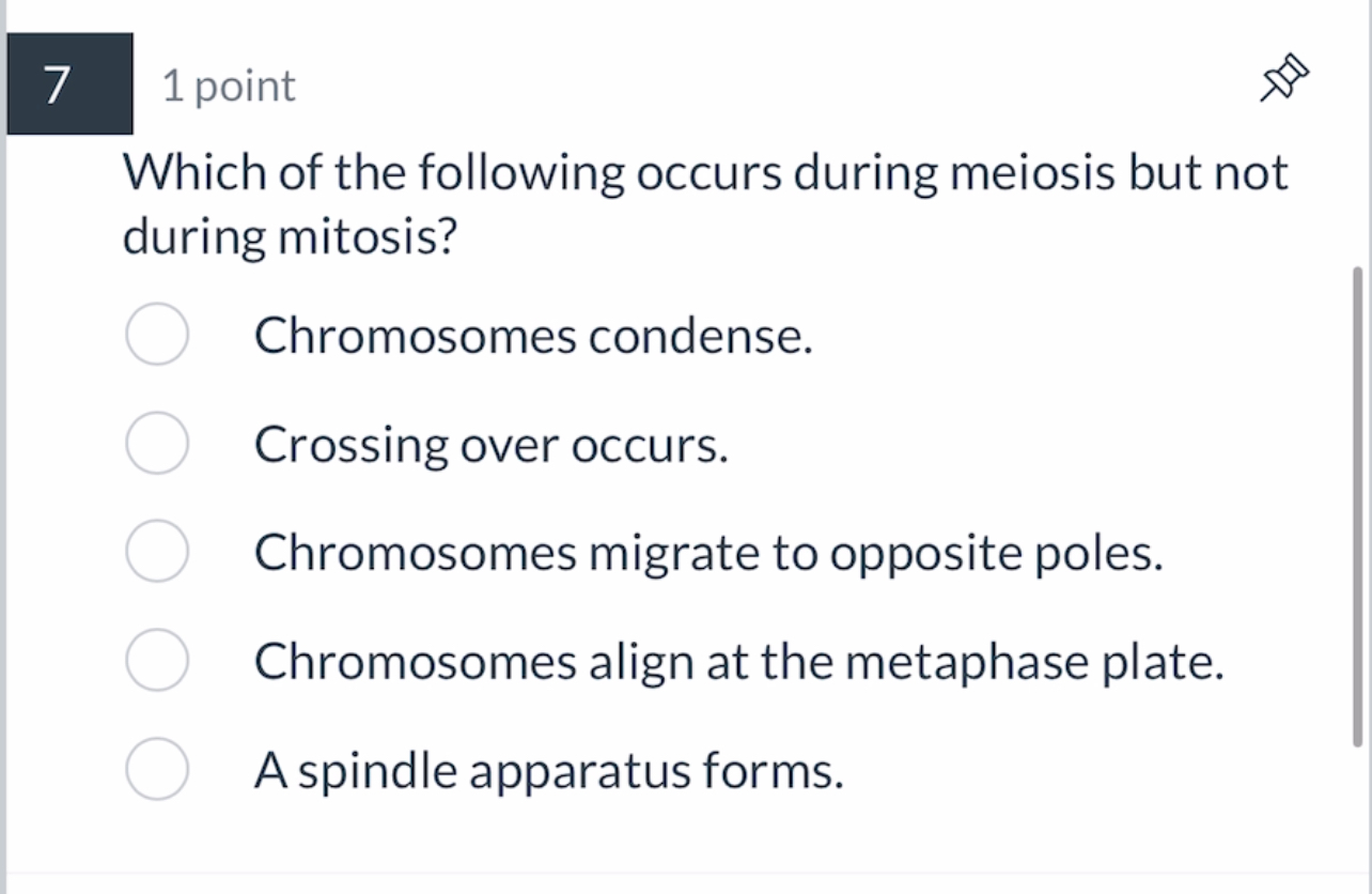 Solved 71 ﻿pointWhich of the following occurs during meiosis | Chegg.com