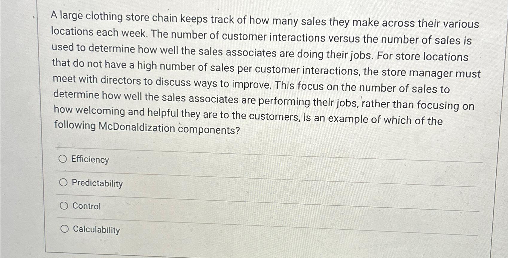 Solved A large clothing store chain keeps track of how many | Chegg.com