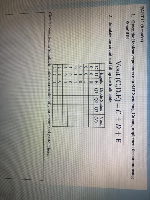 Solved PART C. (6 marks) 1. Given the Boolean expression of | Chegg.com