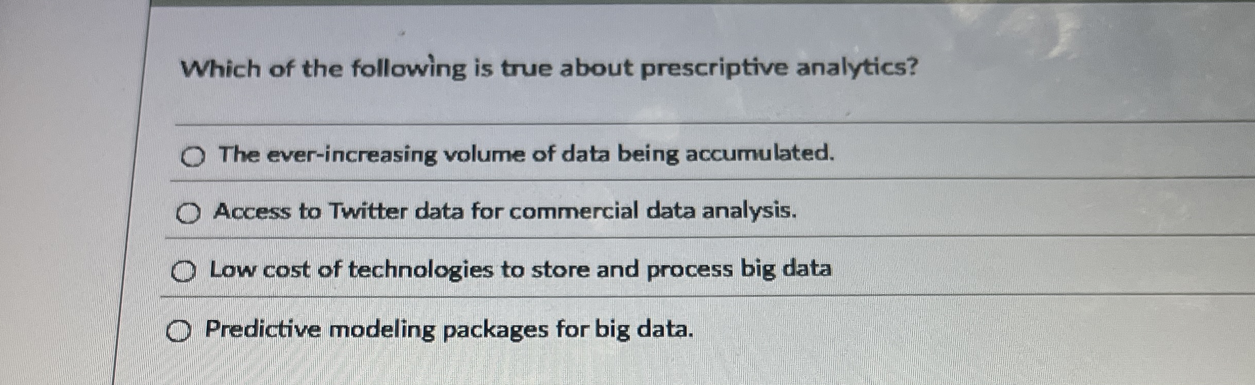 Solved Which of the following is true about prescriptive | Chegg.com