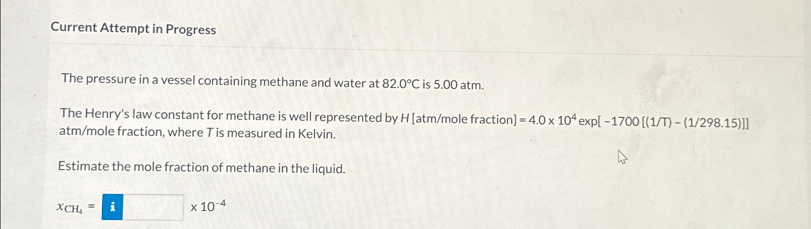 Solved Current Attempt in ProgressThe pressure in a vessel | Chegg.com