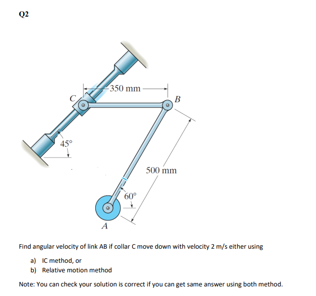 Solved Find angular velocity of link AB ﻿if collar C ﻿move | Chegg.com