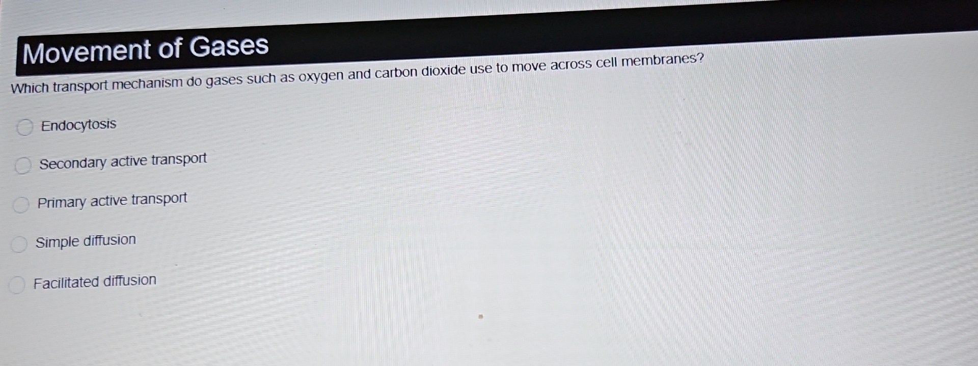 Solved Movement of GasesWhich transport mechanism do gases | Chegg.com