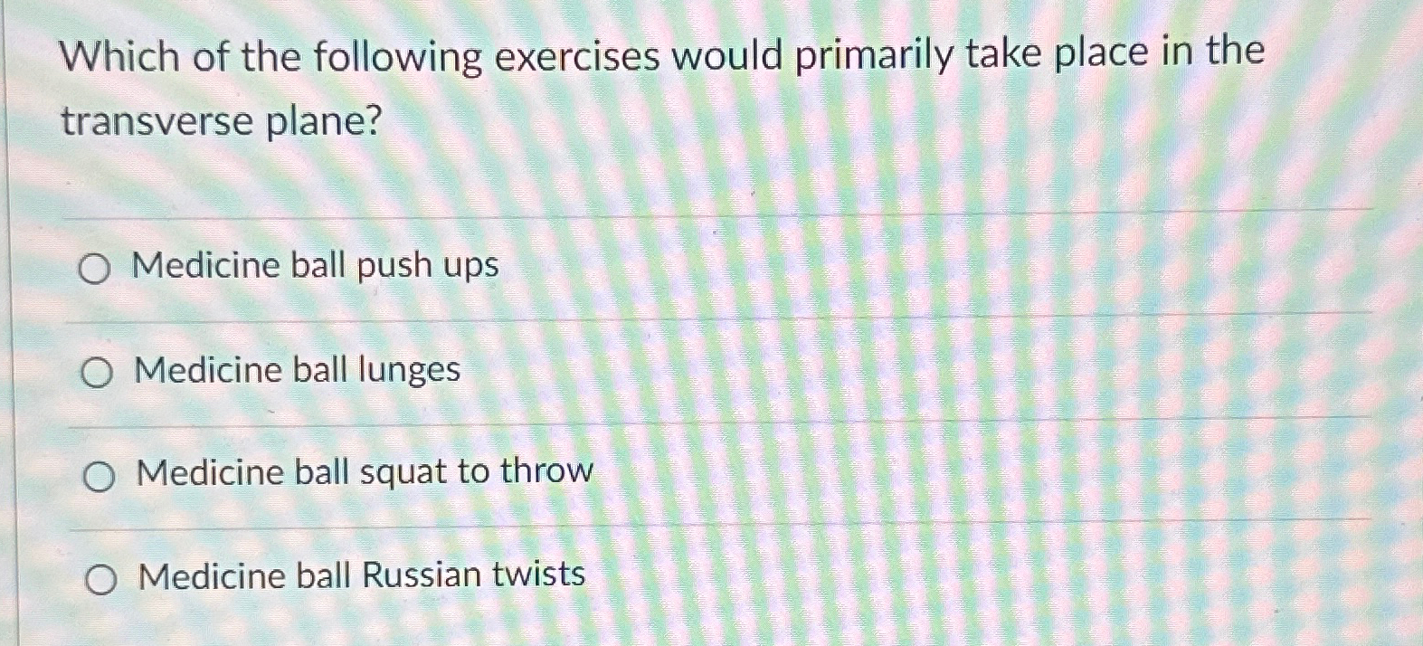 Solved Which of the following exercises would primarily take | Chegg.com