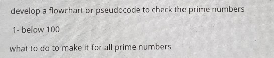 Solved develop a flowchart or pseudocode to check the prime | Chegg.com