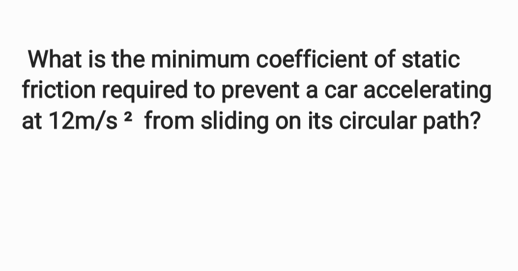 Solved What is the minimum coefficient of static friction | Chegg.com