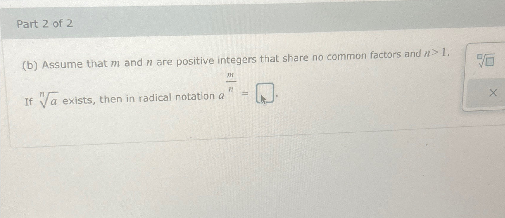 Solved Part 2 ﻿of 2(b) ﻿Assume that m ﻿and n ﻿are positive | Chegg.com