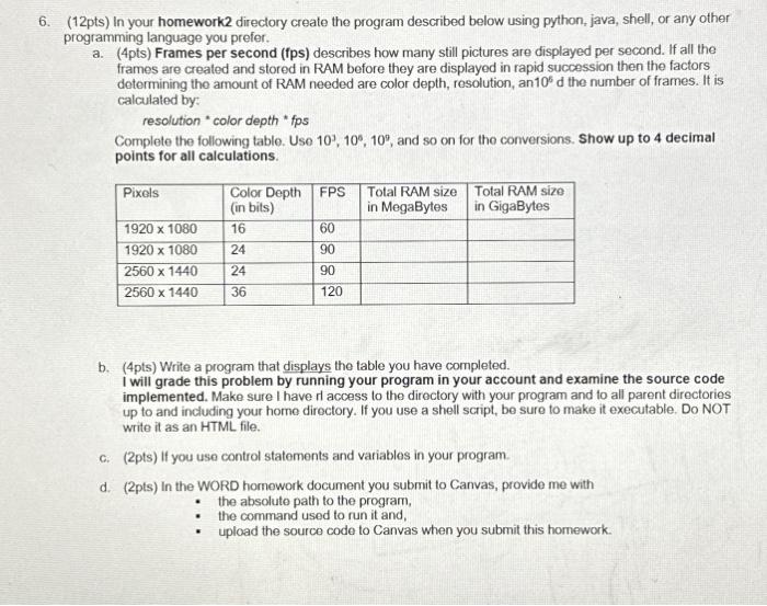 Solved 6. (12pts) In your homework2 directory create the | Chegg.com