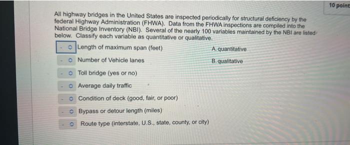 Solved All highway bridges in the United States are | Chegg.com