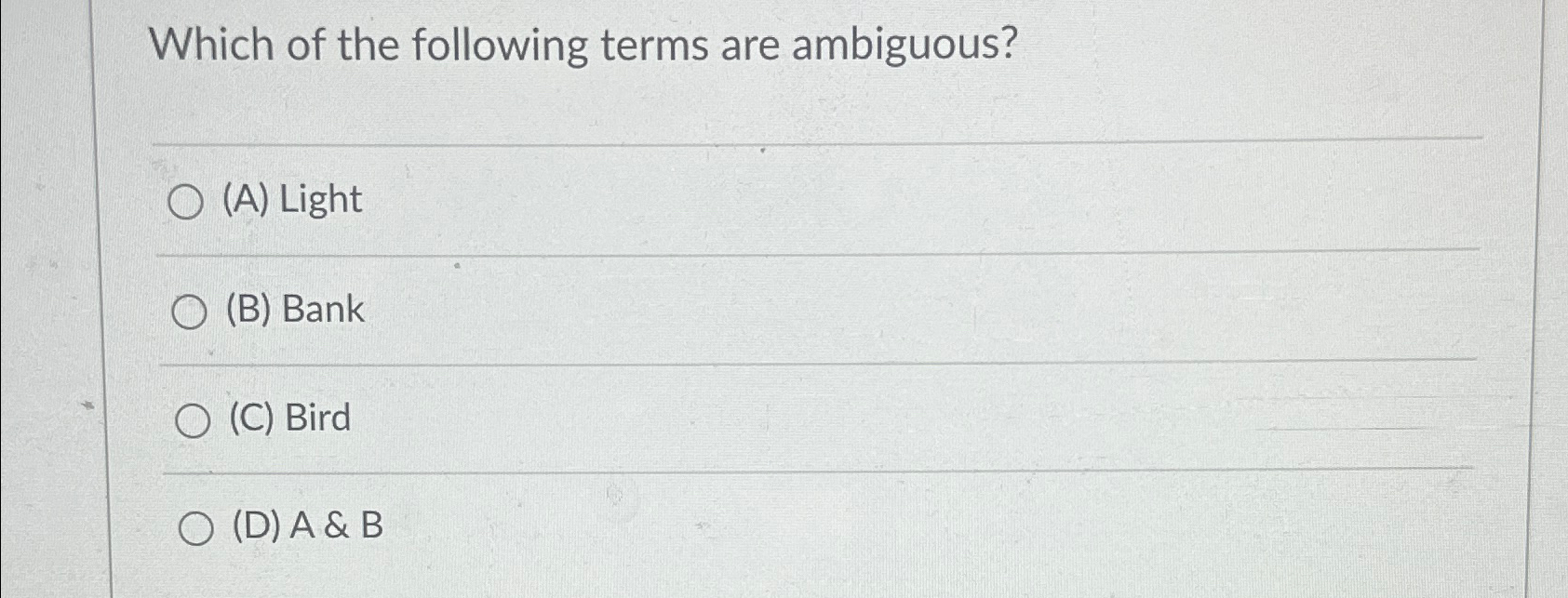 Solved Which of the following terms are ambiguous?(A) | Chegg.com