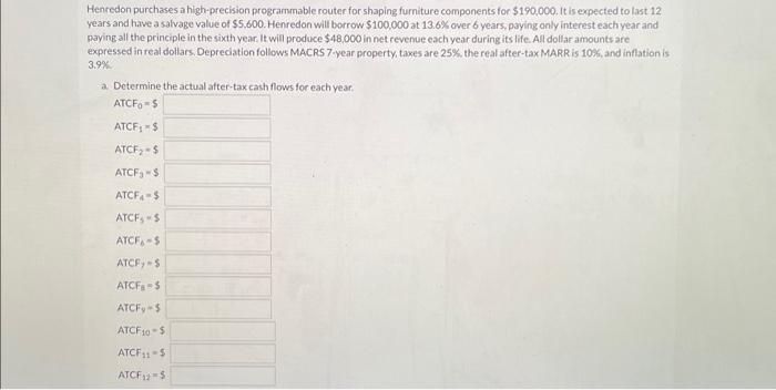 Solved Henredon purchases a high-precision programmable | Chegg.com