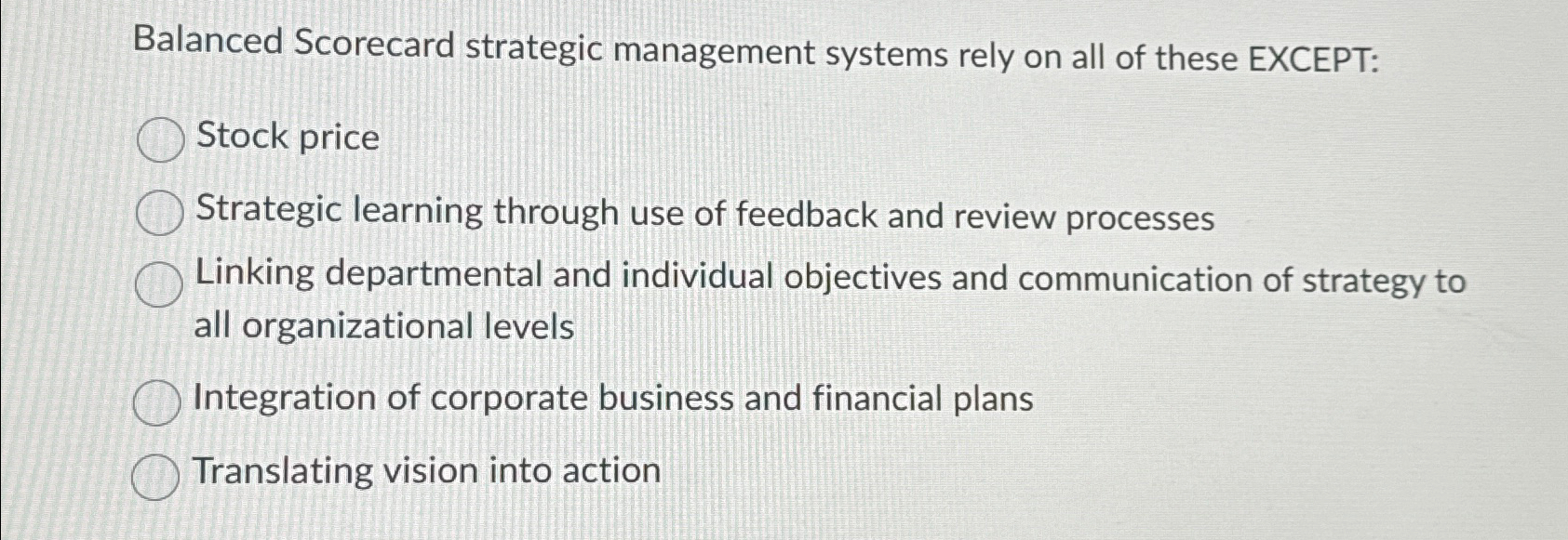 Solved Balanced Scorecard strategic management systems rely | Chegg.com