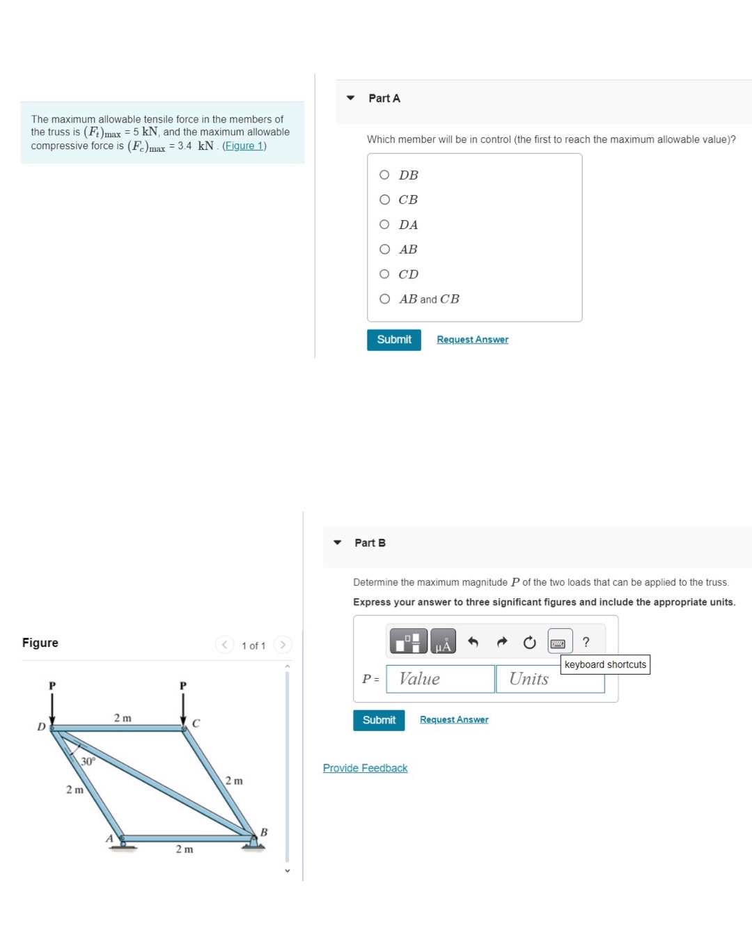 Solved The maximum allowable tensile force in the members of | Chegg.com