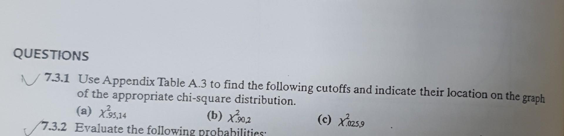 7.3.1 Use Appendix Table A.3 to find the following | Chegg.com