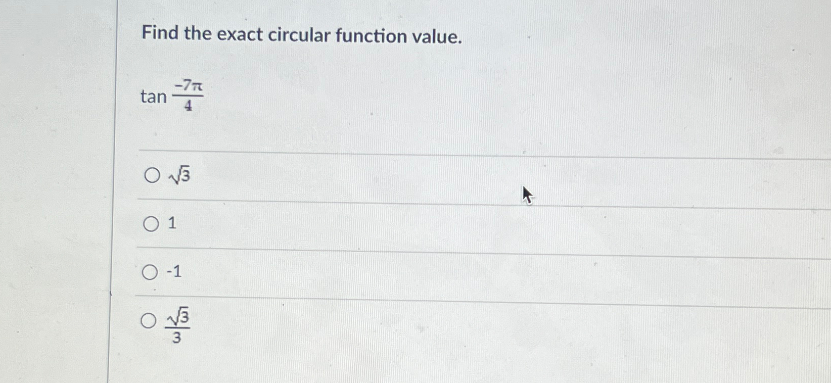 Solved Find the exact circular function | Chegg.com