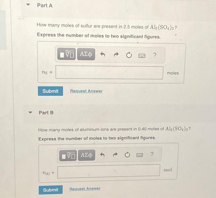 Solved How many moles of sulfur are present in 2.5 moles of | Chegg.com