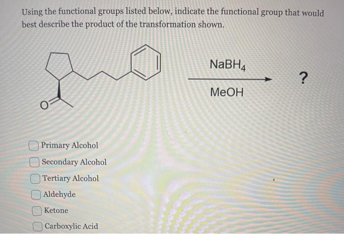 Solved Using the functional groups listed below, indicate | Chegg.com