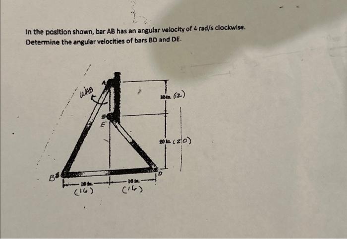 Solved In the position shown, bar AB has an angular velocity | Chegg.com