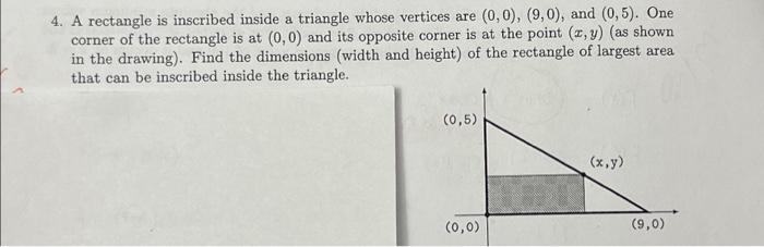 Solved A rectangle is inscribed inside a triangle whose | Chegg.com