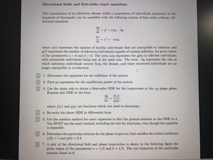 Solved Directional Fields And First Order Exact Equations