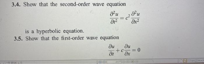 Solved 3.4. Show that the second-order wave equation Ju (² | Chegg.com